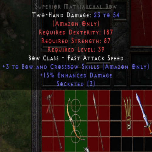 Buy D2R Matriarchal Bow 3os 15 ED +3 Bow and Crossbow Skills (Amazon ...