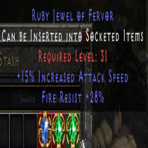 Buy D2R Ruby Jewel of Fervor 15 IAS 28 FR 31 LVL REQ (Green) | Diablo 2 ...