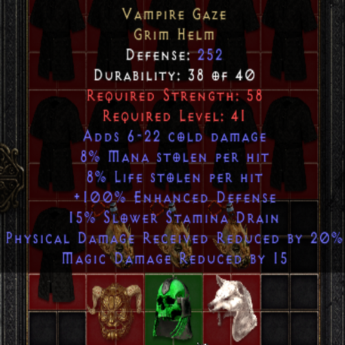 Buy D2R Vampire Gaze 8 MS 8 LS 20 DR 15 MDR Perfect | Diablo 2 ...