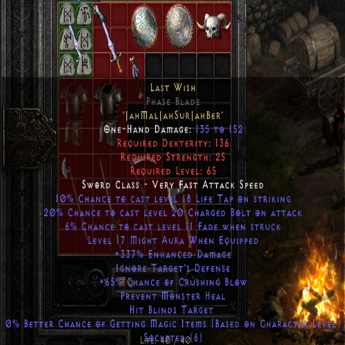 Buy D2R Last Wish Phase Blade 337 ED 65 CB | Diablo 2 Resurrected (D2R ...