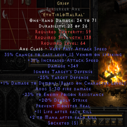 Buy D2R Grief Berserker Axe 31 IAS 349 DMG | Diablo 2 Resurrected (D2R ...