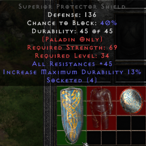 Buy D2R Protector Shield 4os 45 All Resistances | Diablo 2 Resurrected ...