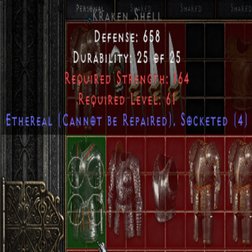 Buy D2R Kraken Shell 4os - 658 Defense - Ethereal | Diablo 2 ...