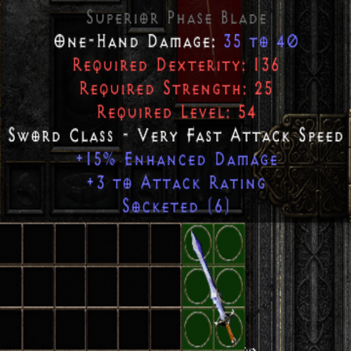 Buy D2R Phase Blade 6os 15 ED 3 AR | Diablo 2 Resurrected (D2R) Item ...