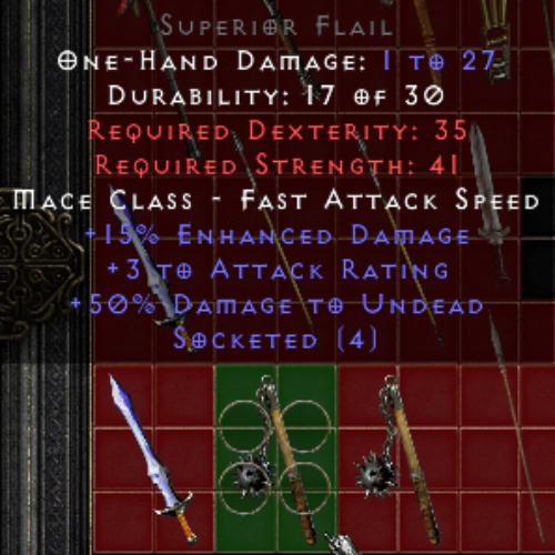 Buy D2R Flail 4os 15 ED 3 AR | Diablo 2 Resurrected (D2R) Item Shop ...