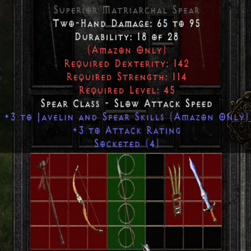 Buy D2R Matriarchal Pike 4os 3 AR +3 Javelin and Spear Skills (Amazon ...