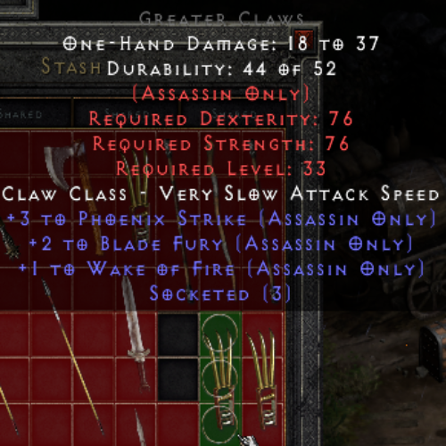 Buy D2R Greater Claws 3os +3 PHOENIX STRIKE +2 BLADE FURY +1 WAKE OF ...